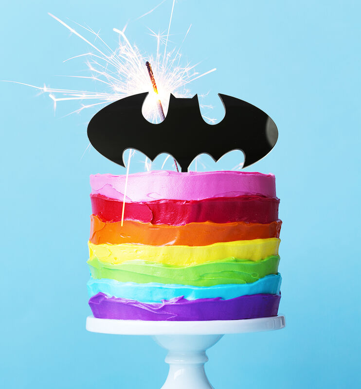 ACRYLIC CAKE TOPPER - BATMAN LOGO - BLACK | The Famous Arthur Daley's