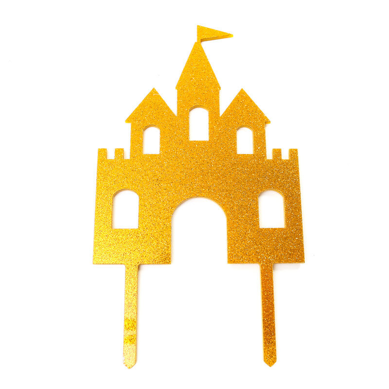 ACRYLIC CAKE TOPPER - PRINCESS CASTLE - GOLD | The Famous Arthur Daley's