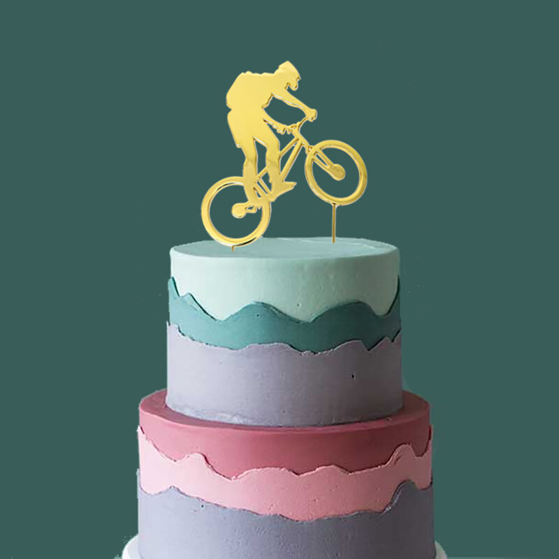 CAKE TOPPER - BIKE RIDER - GOLD PLATED | The Famous Arthur Daley's