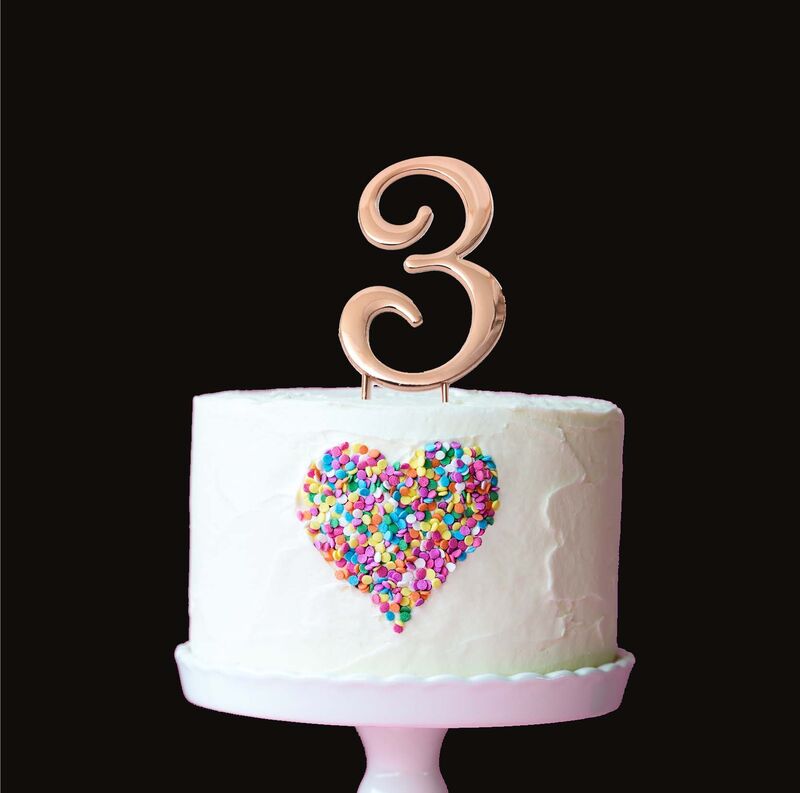 CAKE TOPPER - NUMBER 3 - 7CM - ROSE GOLD | The Famous Arthur Daley's