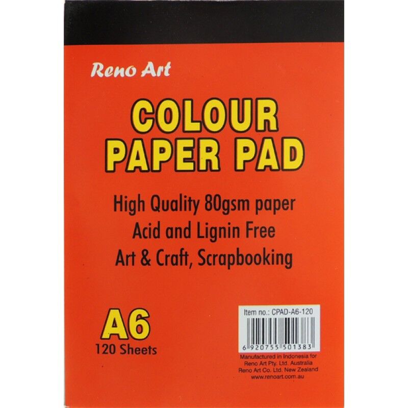 COLOUR PAPER PAD, A6, 120SHEETS, 80GSM | The Famous Arthur Daley's