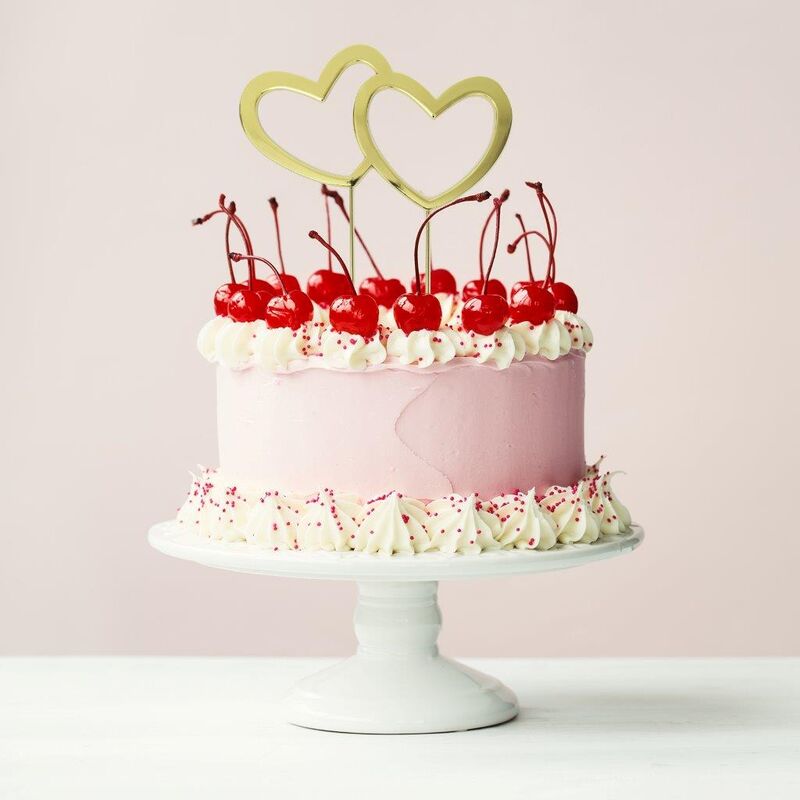 CAKE TOPPER - DOUBLE HEART - GOLD PLATED | The Famous Arthur Daley's