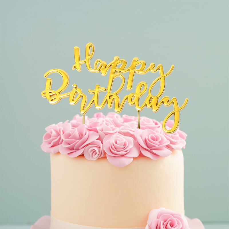 Cake Topper Happy Birthday 2 Gold Plated The Famous Arthur Daleys