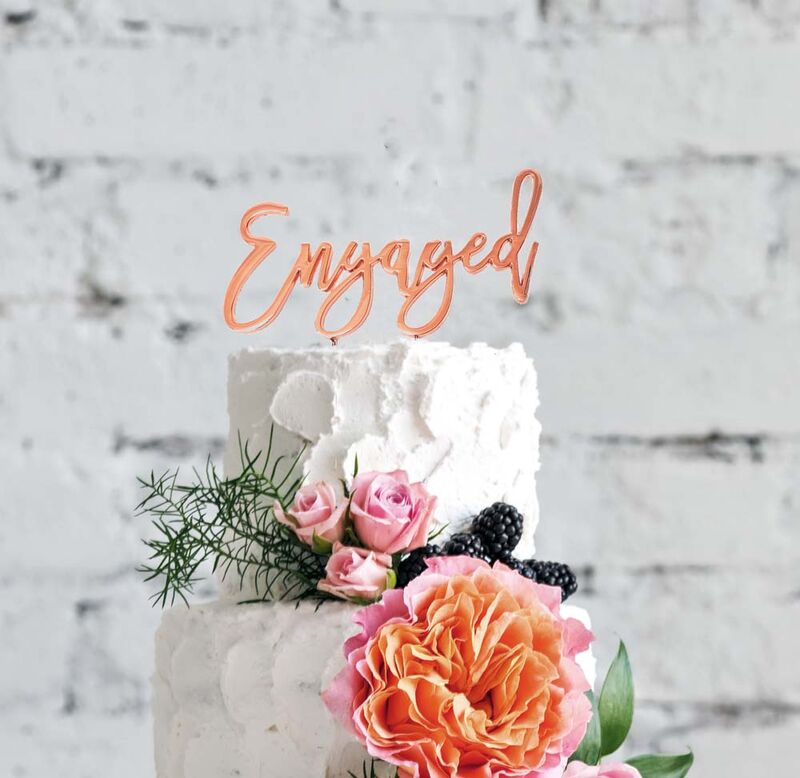 CAKE TOPPER - ENGAGED - ROSE GOLD PLATED | The Famous Arthur Daley's