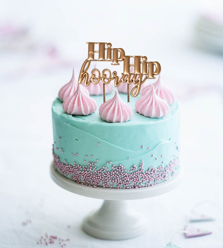 CAKE TOPPER - HIP HIP HOORAY - ROSE GOLD PLATED | The Famous Arthur Daley's