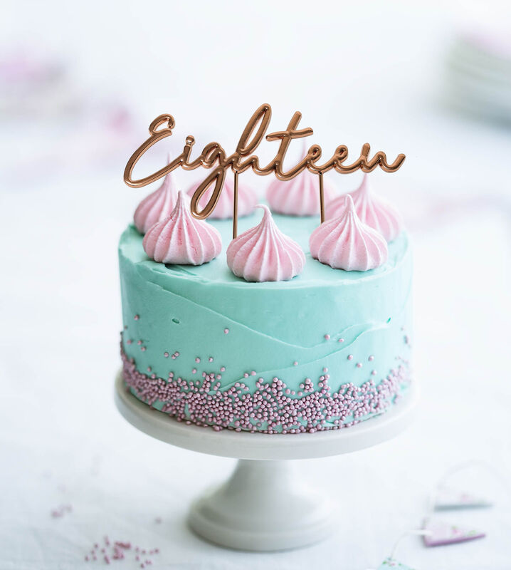 CAKE TOPPER - EIGHTEEN - ROSE GOLD | The Famous Arthur Daley's